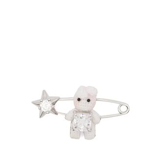 Yvmin Crystal-embellished Crochet Brooch