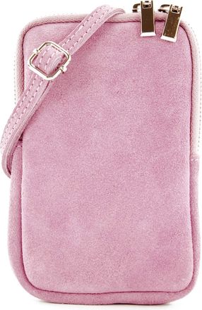 modamoda.de T210 Damen Wildleder Rauleder Handytasche 6,7 Zoll Umh&auml;ngetasche handmade in Italy, Farbe:Pastellviolett/Wildleder