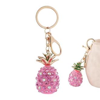Generic Porte-clés en forme dananas, chaîne de clé de voiture en strass, clé, pendentif de sac, décoration de téléphone portable de voiture, rose, Consulte la