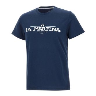 La Martina Homme, Tops, Bleu, Taille: 4XL T-shirt en Jersey de Coton pour Homme, Bleu Marine