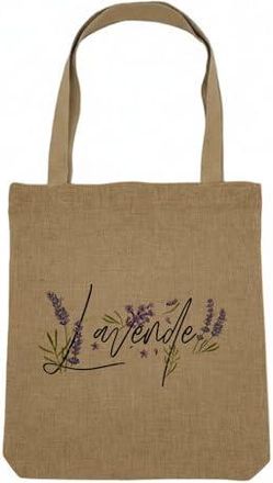 Fabulous Sac Shopping Tote Bag Aspect Lin - Lavende Fleurs Minimaliste Chic Jardin Amour - Sac de Courses Toile Epaisse 360g Beige Naturel Cabas Port&eacute; Epaule S