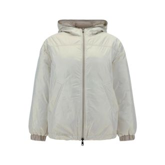 Brunello Cucinelli Wendbare gesteppte Kapuzenjacke mit Schmuckbesatz - - Jackets - Damen - Wei&szlig; - L