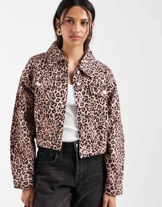 Asos Veste imprim&eacute; l&eacute;opard &agrave; &eacute;paules tombantes style ann&eacute;es 80-Marron