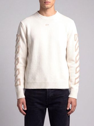 Off-white Pullover aus Wollmischung mit Rundhalsausschnitt und eingelegtem Arrow-Logo