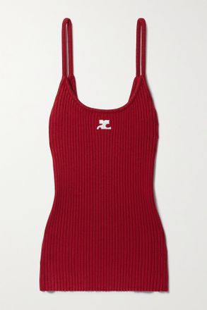 Courrèges Débardeur En Mailles Côtelées À Appliqué Reedition - Rouge