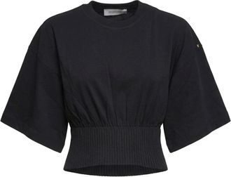 Sportmax Femme, Tops, Noir, Taille: 38 FR Maglia girocollo Mezza manica a fondo spalla Fascione elasticizzato in vita Vestibilit&agrave; over