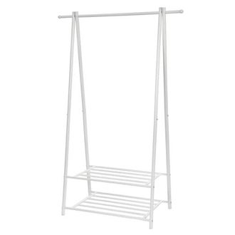 Songmics Portant à vêtements, Penderie à vêtements, Portemanteau avec 2 étagères de rangement pour chaussures, boîte, cadre métallique, gain de place, pour cha