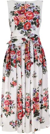 Dolce & Gabbana Femme, Robes, Multicolore, Taille: 40 FR Robe en coton &agrave; imprim&eacute; bouquet de roses