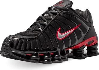 Nike Nike Homme Shox TL Sneaker, Noir, Argent métallisé et Rouge (University), 44 EU