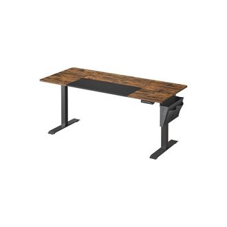 Songmics Songmics - Bureau assis debout &eacute;lectrique 70 x 160 cm - Hauteur r&eacute;glable 72-120 cm - M&eacute;moire 4 hauteurs - Cadre en acier marron rustique et noir pur