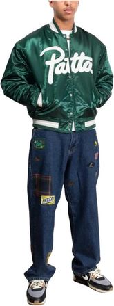 Patta Veste Varsity en satin Script Logo - Homme - Vestes - Vert - Taille: M