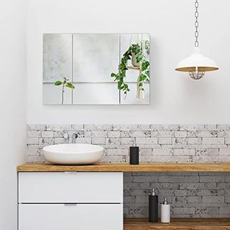 HOMCOM Miroir Maquillage Hollywood Lumineux Miroir Coiffeuse 2 Placards avec 3 Étagères dim. 90L x 13.5l x 60H cm