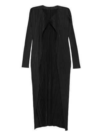 Pleats Please Issey Miyake Plissierter Cardigan - Schwarz
