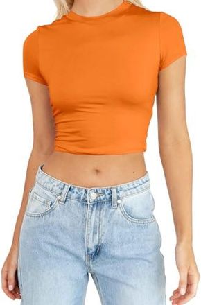Generic T-Shirt Basique pour Femme - Haut d&eacute;t&eacute; &agrave; Manches Courtes - Mignon - D&eacute;contract&eacute; - Basique - Col Ras du Cou - Coupe ajust&eacute;e
