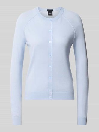 HUGO BOSS Strickjacke aus Wolle mit Rundhalsausschnitt