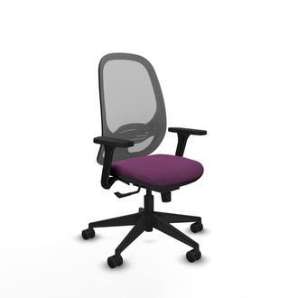 Piqueras y Crespo Idealer Stuhl f&uuml;r Studios mit 3D-Armlehnen, h&ouml;henverstellbare Lendenwirbelst&uuml;tze, ausgestattet mit 3 Positionen und Schneideschaum, Grau/Violett