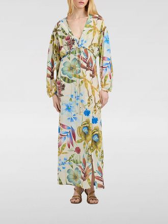 Momoni Robe fourreau midi en soie &agrave; imprim&eacute; floral avec d&eacute;coupes