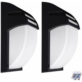ETC Shop Ensemble de 2 appliques murales, lampe dext&eacute;rieur de balcon t&eacute;l&eacute;command&eacute;e, dimmable dans un ensemble comprenant des lampes LED RVB