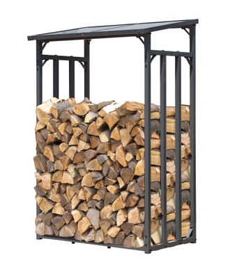 Quick Star Metall Kaminholzregal Anthrazit 130 x 70 x 185 cm Garten Kaminholzunterstand 1,6 m&sup3; / gut 2,5 SRM Kaminholzlager Stapelhilfe Aussen
