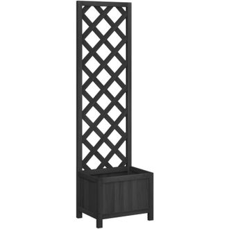 vidaXL Vidaxl - Jardini&egrave;re avec treillis noir bois massif de sapin