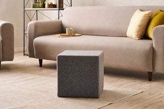 Atelier Del Sofa Stylish Anthracite Pouffe, 40 x 40 x 40 cm | Wooden Frame, 50% Cotton/50% Polyester, 32 DNS Foam | Easy Clean Fabric, Perfect for Modern Living Spaces