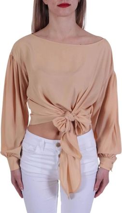 Pinko Pinko, Femme, Blouses et Chemises, Beige, Taille: 42 FR Bovolone Crepe Tie Blouse