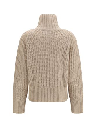 Allude Womens Ribbed Troyer Sweater With Zip 48 Kashmir-Capra Hircus; Silk Kashmir/capra