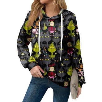 Generic Le Grinch Sweat Femme A Capuche Chaud Deguisement 2025 Pulls Sweet Vêtements Pilou Christmas Oversize Noel Costume Moche Femmes Pyjama Sweatshirts Vet