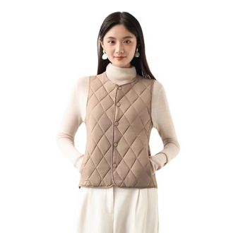 Generic Les gilets en coton sont l&eacute;gers et fins, les gilets chauds &agrave; carreaux pour homme et femme sont port&eacute;s en automne et en hiver, kaki, 4XL