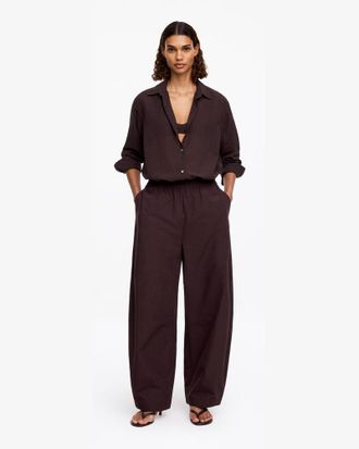 Arket Baumwollhose Mit Barrel Leg -Braun