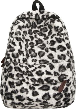 Generic Reise-Rucksack f&uuml;r Damen und Herren mit Leopardenmuster, Gro&szlig;e Retro-Casual-Tasche, Flauschiger &Auml;sthetik-Rucksack f&uuml;r Kinder, Jugendliche, Erwachsene,