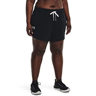 Under Armour Short Rival Terry pour Femme, (001) Noir/Blanc, Taille L