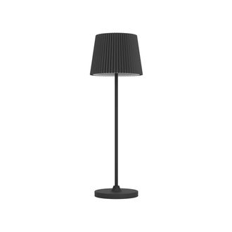 Eglo LED Akku Tischleuchte Leonero, Tischlampe kabellos, Schwarze Nachttischlampe aus Metall mit Textil Falt Lampenschirm, Touch dimmbar, USB aufladbar, wa