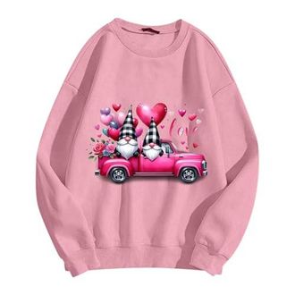 Generic 2026 Sweat-shirt &agrave; col rond pour homme et femme pour la Saint-Valentin, rose, XL