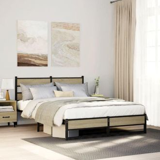 vidaXL Cadre de lit en m&eacute;tal sans matelas ch&ecirc;ne sonoma 140x190 cm Vidaxl