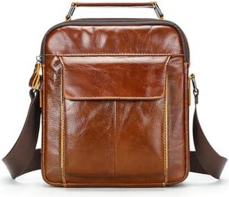 Generic Sac à bandoulière vintage en cuir marron, compatible avec tablette de 24,9 cm, sacoche de voyage daffaires pour homme et femme, marron