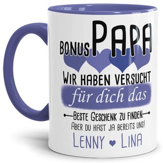 Tassendruck Geschenk Tasse mit Spruch PERSONALISIERT - Bestes Geschenk f&uuml;r Bonus-Papa von Kindern - Kaffee-Tasse/Geschenkidee Geburtstag Vatertag/Vatertagsgeschen