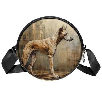 Generic Sac &agrave; bandouli&egrave;re rond pour femme, petit sac &agrave; bandouli&egrave;re vintage avec fermeture &eacute;clair, bretelles r&eacute;glables, sac &agrave; main rond d&eacute;contract&eacute; pour femmes