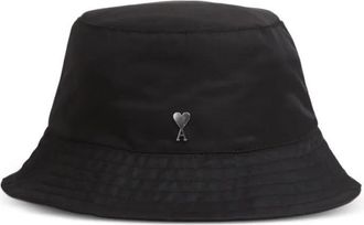 Ami Caps & M&uuml;tzen - Rounded Brim Black Bucket Hat With Heart Emblem - Gr. 58 - in Schwarz - f&uuml;r Damen