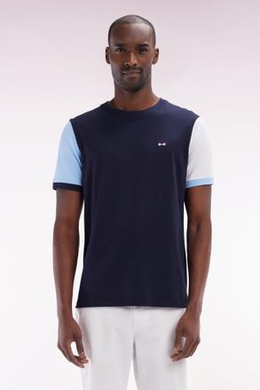 Eden Park T-shirt Colorblock En Coton Marine Broderie 10 Coupe Droite