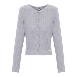 Sporty & Rich Cotton Logo Cardigan - - Knitwear - Damen - Grau - XS