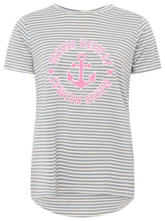 Zwillingsherz T-Shirt Heimat Anker gestreift, rundes Motiv mit Anker, Rundhals