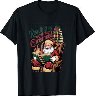 Mapanoli Design Ich lese Meinen Weg durch Weihnachten - Book Lover Santa T-Shirt