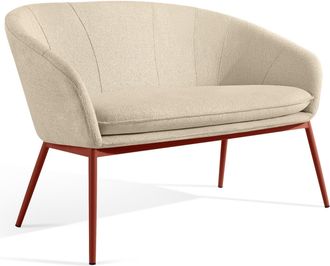 Konsimo Solis Gartensofa 2-Sitzer - wetterbest&auml;ndige Loungesofa, wasserabweisender Stoff, modernes Garten Sofa aus EU, 118 x 76 x 66 cm (gewebter Stoff, creme