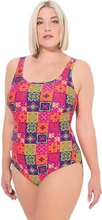 Ulla Popken Badeanzug Alice, Softline, Dg, Kacheln Maillot de Bain Une pièce, Violet, 54-56 Femmes