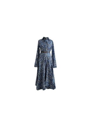 Michael Kors Collection blue ditzy floral shirt-waister dress Size XS