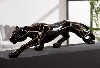 Gilde Figur Cheetah aus Kunstharz, gl&auml;nzend metallische Optik, schwarz, 15x75x12 cm