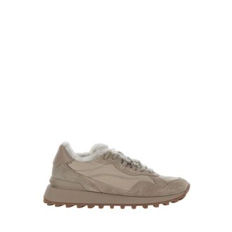 Brunello Cucinelli Femme, Chaussures, Gris, Taille: 37 EU Baskets en Shearling avec D&eacute;tails en Cuir