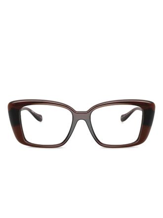 Versace Eckige Brille mit Medusa-Detail - Braun