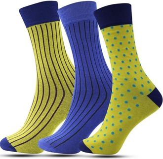 MySocks 3 paires de chaussettes à la cheville Multi Design Indigo jaune